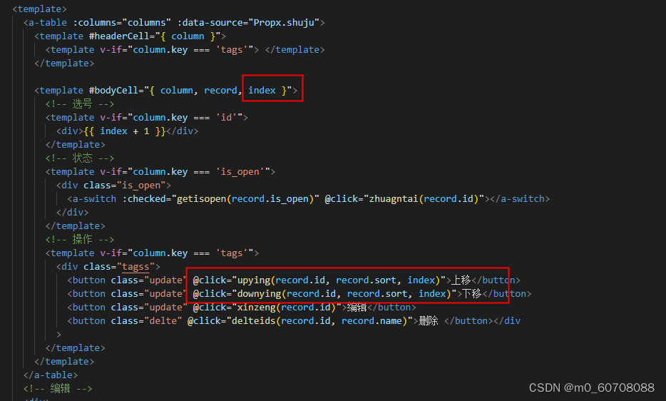Ant Design Vue实现table表格的上移下移功能 Antd表格行上移 Csdn博客