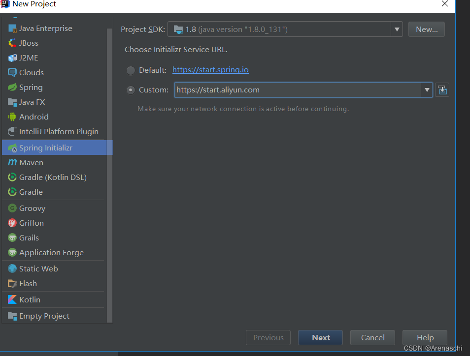Initialization failed for ‘https://start.spring.io‘ Please check URL, network and proxy settings ...