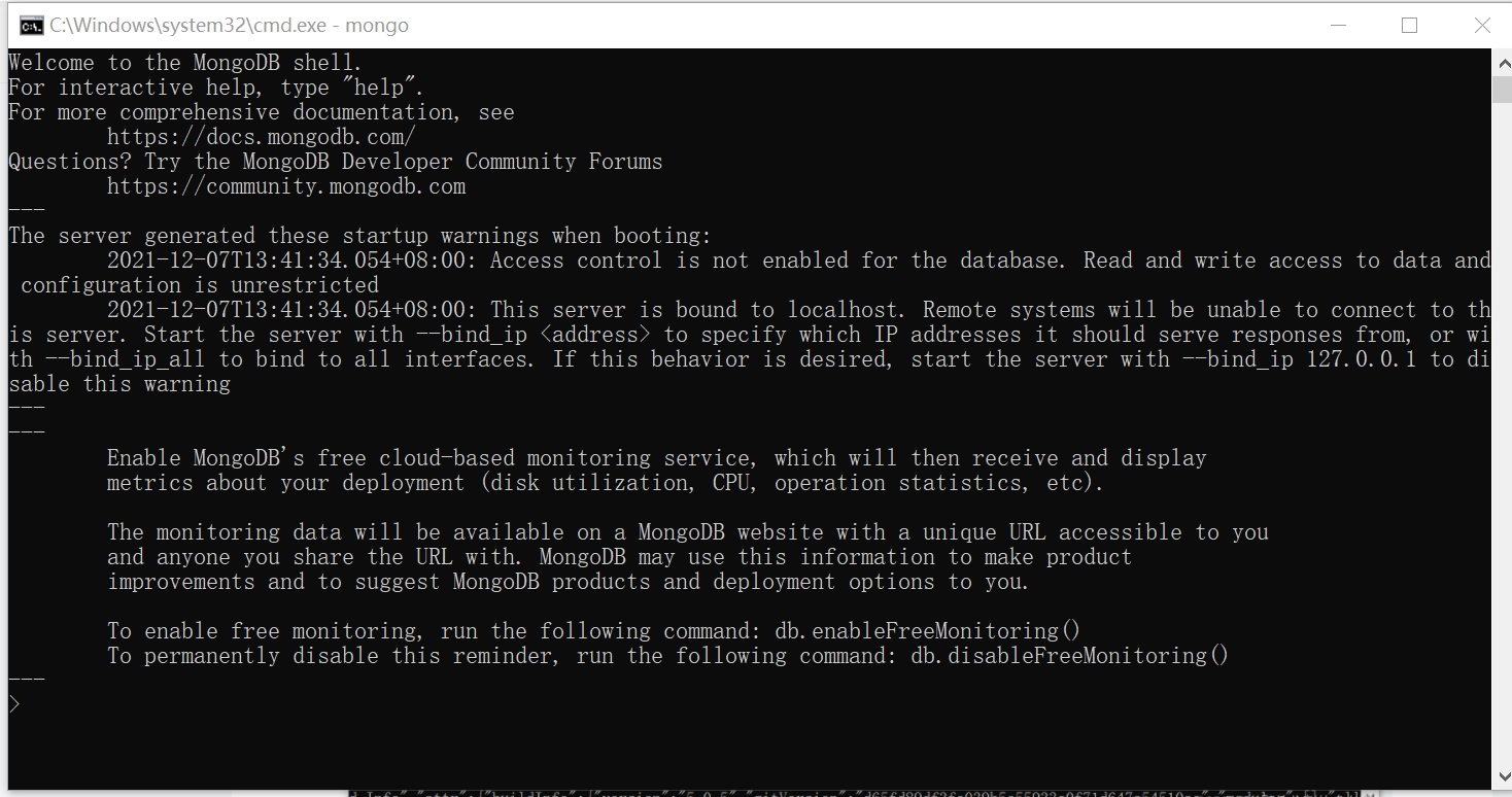 Mongodb报错：connecting to: mongodb://127.0.0.1:27017/?compressors=disabled&gssapiServiceName ...