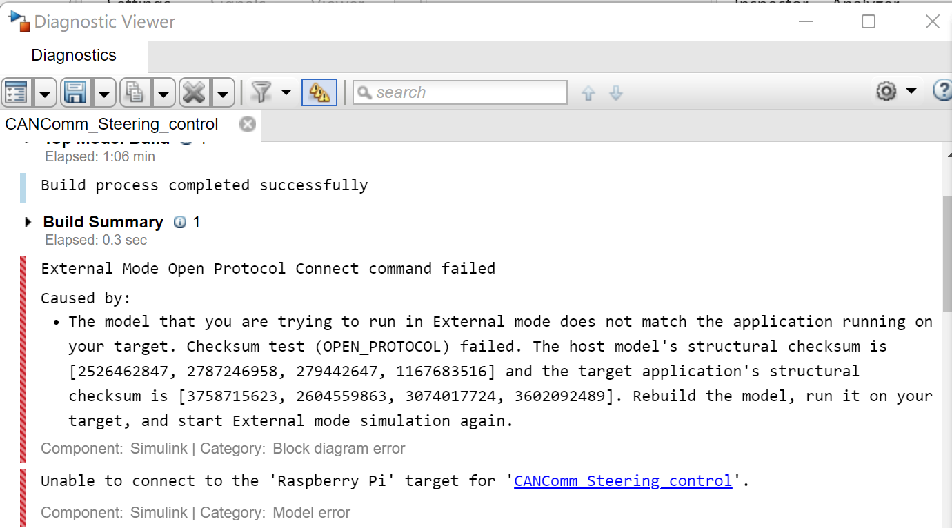 Matlab-树莓派-External Mode Open Protocol Connect command failed_component:simulink | category ...