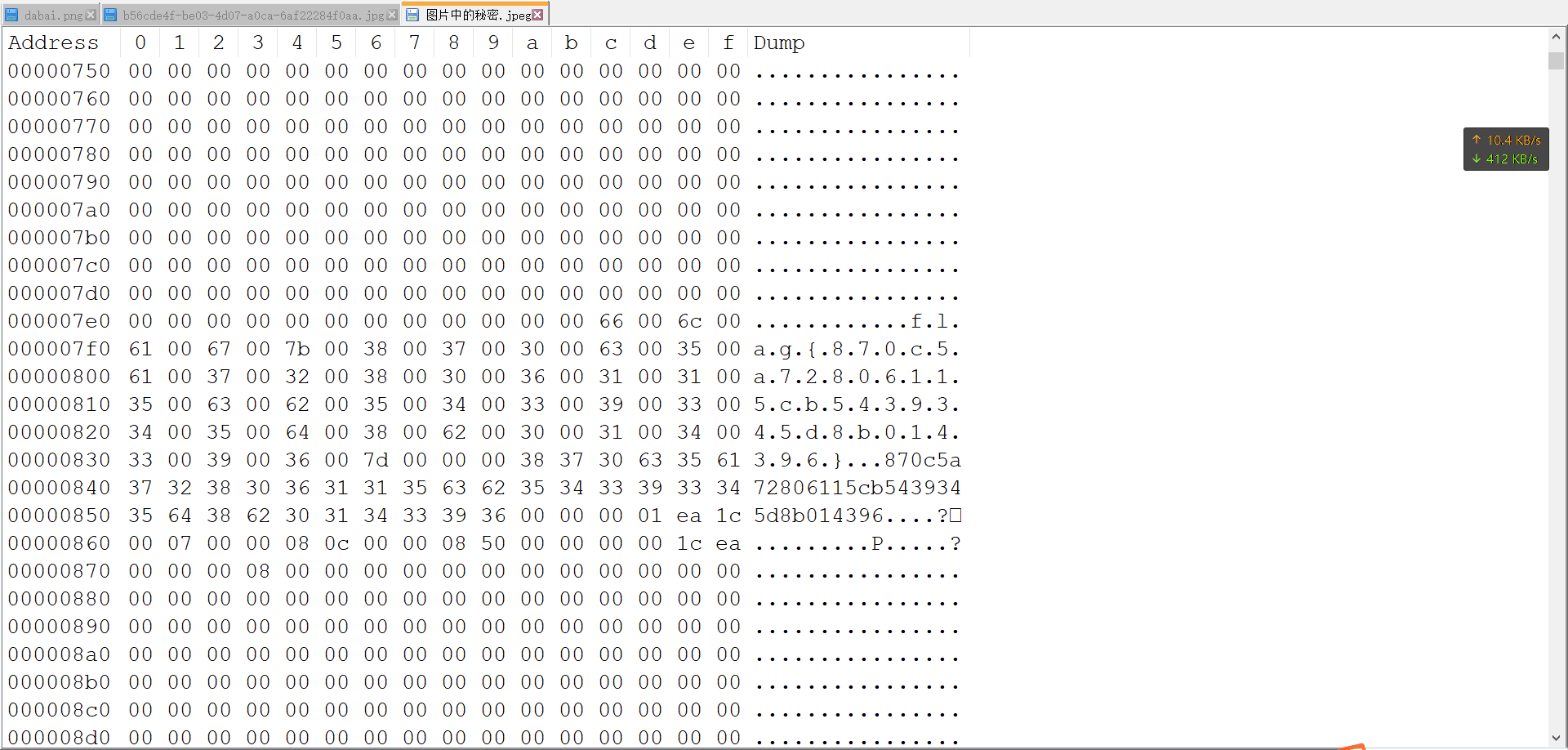 BUUCTF之文件中的秘密_ctf exe文件找密码-CSDN博客