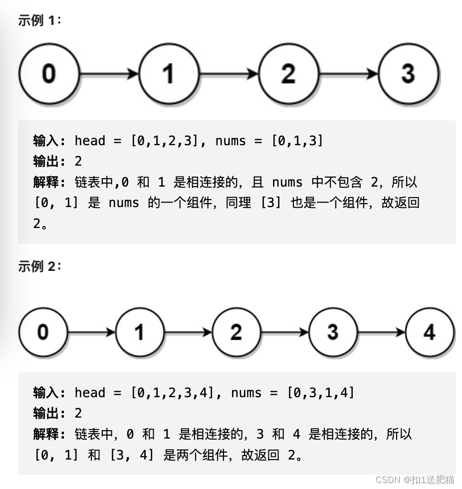 每日一题|2022 10 12|817 链表组件 给定链表头结点 Head 该链表上的每个结点都有一个唯一的整型值 。 同时给定列表 G