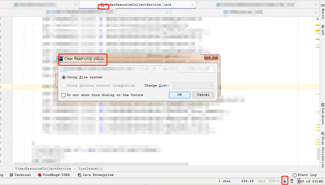 idea出现clear read-only status问题解决方案_idea clear read only status-CSDN博客
