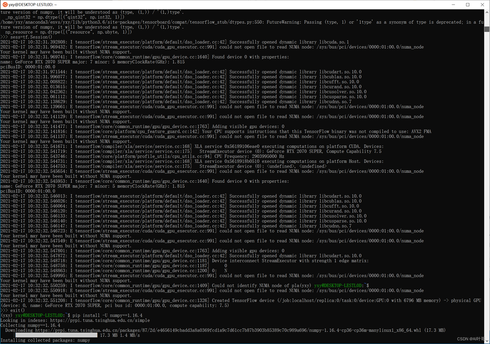 win11旗舰版安装WSL子系统和环境-5Anaconda、TensorFlow和Pytorch_win111 安装wsl-CSDN博客