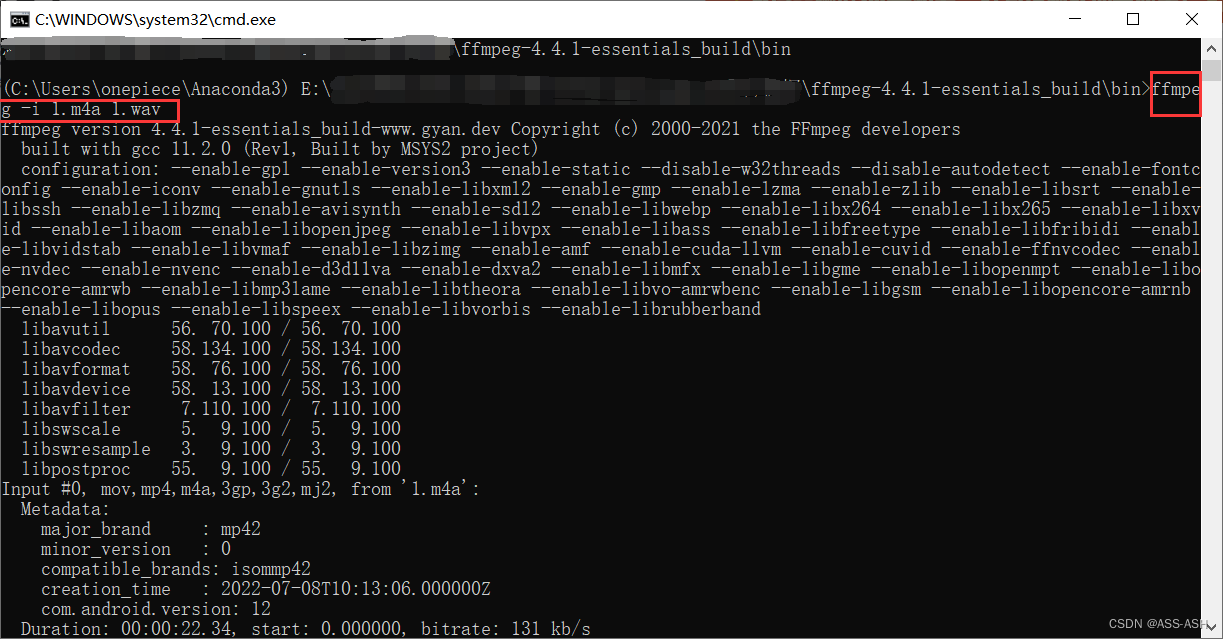 Python使用ffmpeg库高效免费完成音频格式转换python M4a转wav Csdn博客