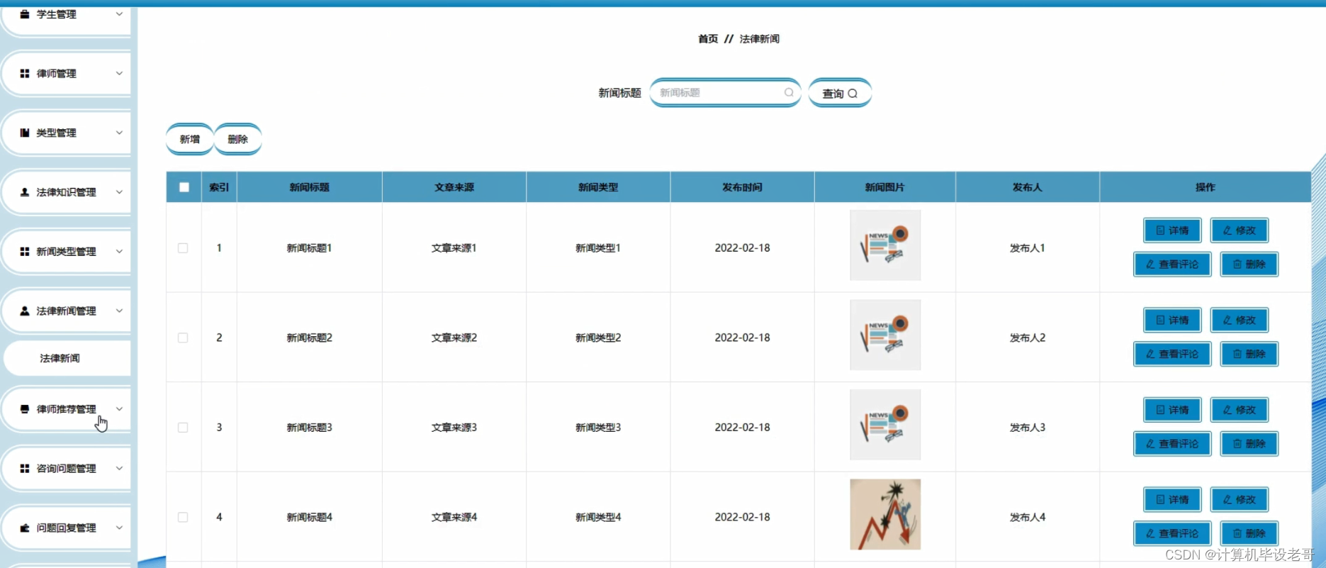 计算机毕业设计 Ssm高校普法系统 法律知识平台 法律科普平台 律师推荐平台java Vue Mysql数据库 远程调试 代码讲解 Csdn博客