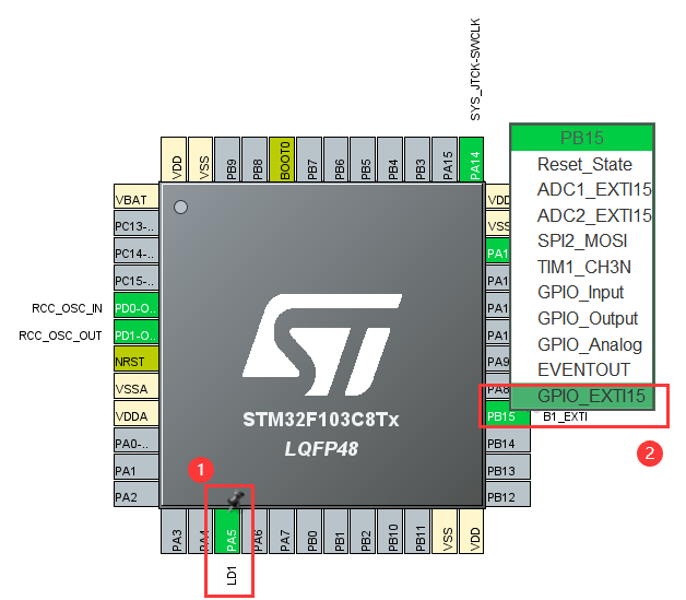HAL 库 STM32CubeMX 实现 LED 亮灭----中断模式_stm32f103 中断控制两个led同时亮灭-CSDN博客