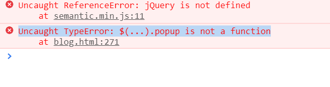 前端Uncaught TypeError: $(...).popup is not a function问题_uncaught ...