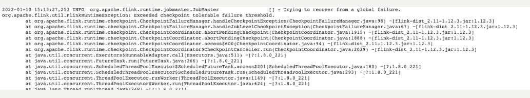 【Flink】Flink Exceeded checkpoint tolerable failure threshold_flink tolerable failed checkpoint ...