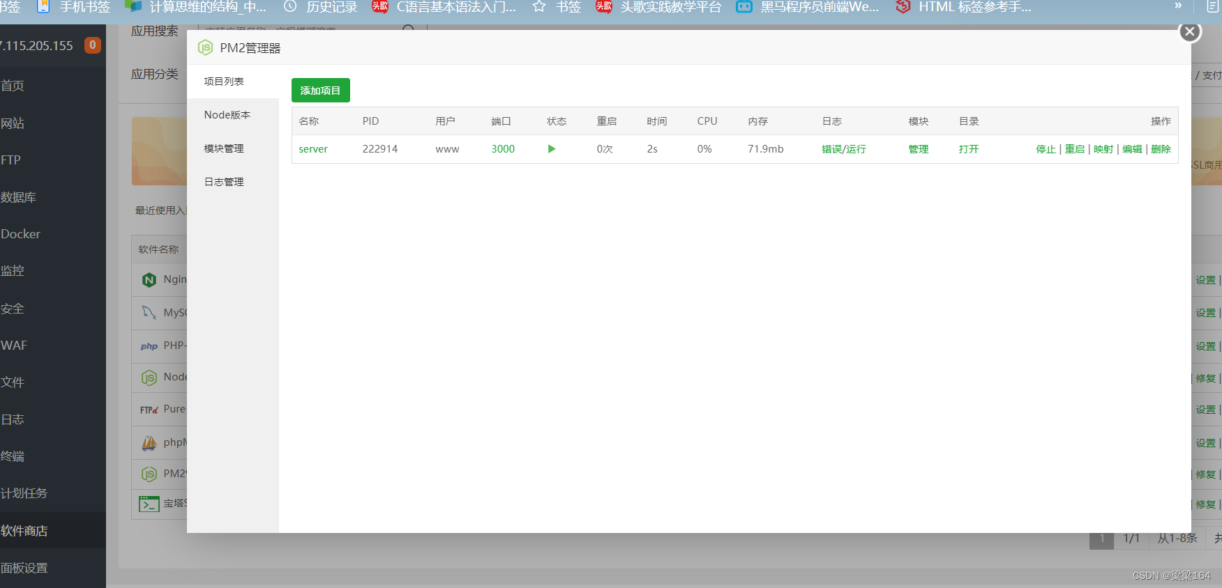 使用宝塔linux面板PM2部署node后台_宝塔pm2-CSDN博客
