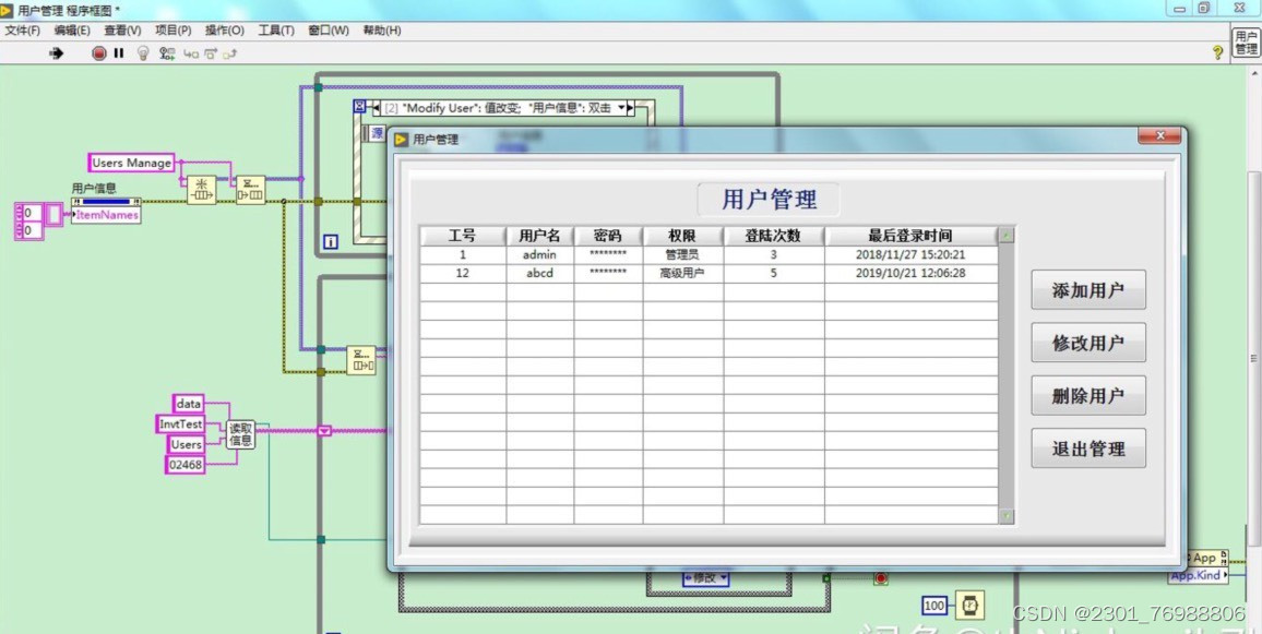 LabVIEW开发的用户登录源程序 含用户登录和用户管理功能 ACCESS 用LabVIEW开发的用户登录源程序_labview实现登录注册,数据存储在access里面-CSDN博客