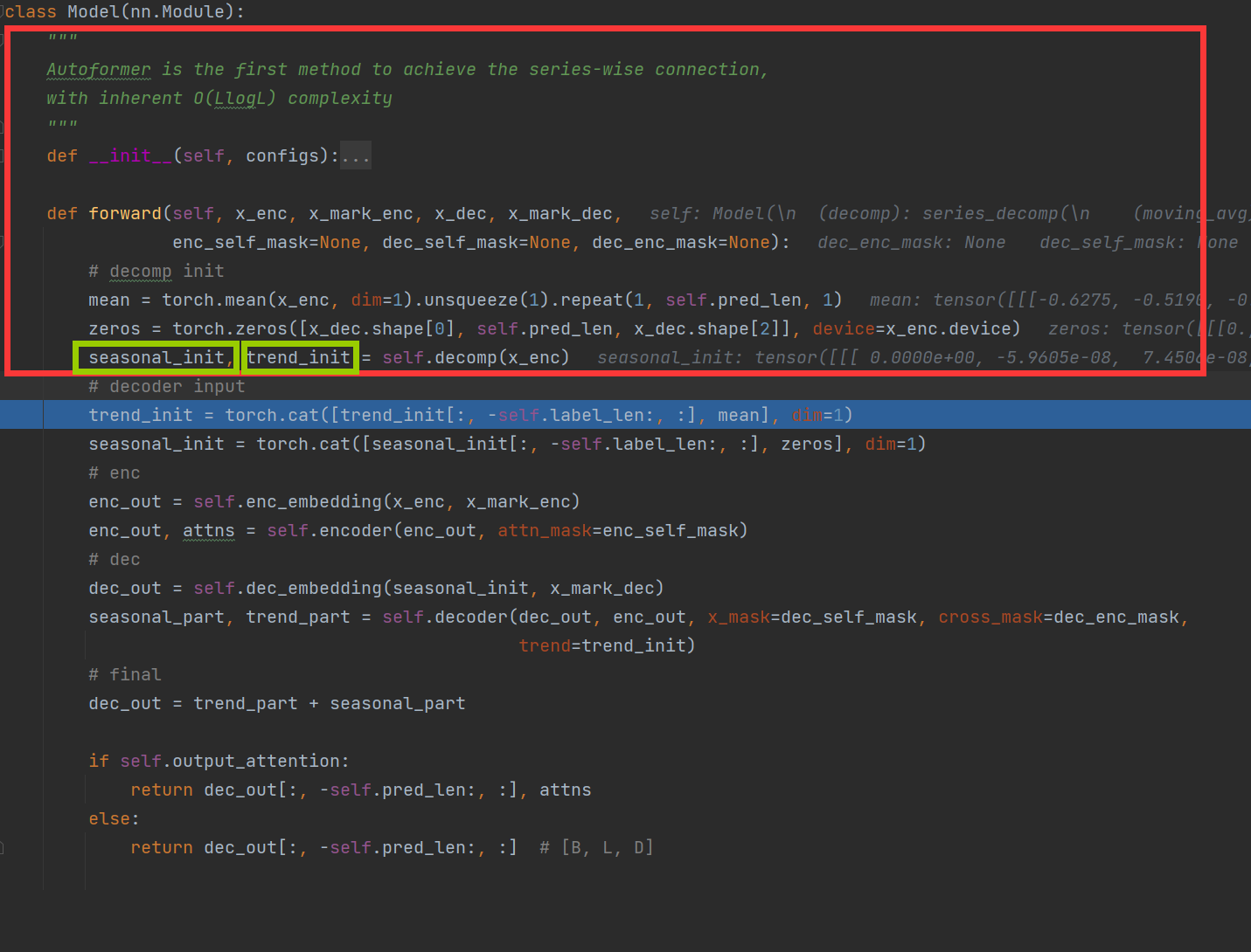 Autoformer pytorch代码解读（1）进入attention的计算之前的步骤 transformer学习笔记_autoformer代碼解讀-CSDN博客