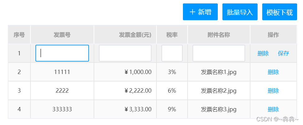 Vue中表格批量导入数据,新增时表格增加一行并保存vue Table新增暂存 Csdn博客