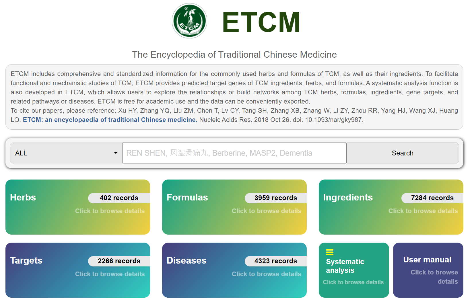 ETCM | 中医药数据库的介绍与使用——中医药百科全书数据库-CSDN博客