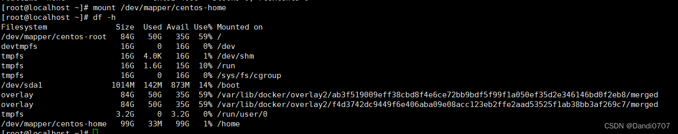 动态扩容Linux根目录：/dev/mapper/centos-home分配部分空间给/dev/mapper/centos-root_Dandi0707的博客-CSDN博客