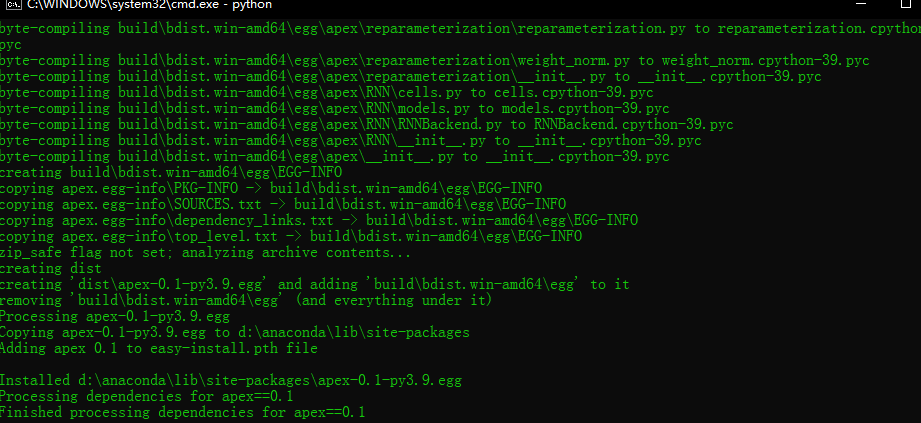 win10下apex库的安装，折磨人的报错都狗带吧~_pycharm安装apex库-CSDN博客