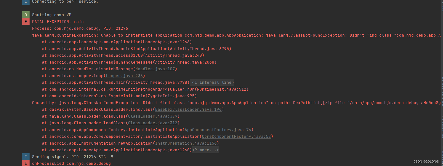 Unable to instantiate application com.hjq.demo.app.AppApplication: java.lang ...