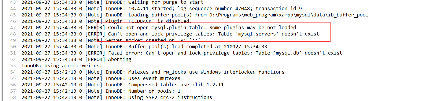解决Xampp中mysql无法启动的问题_xampp里面mysql的stop启动不起来-CSDN博客