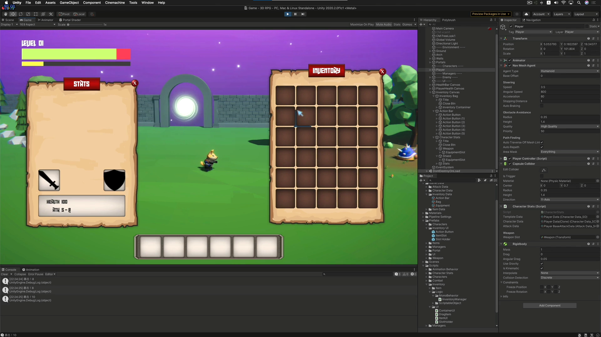 unity 3D RPG高级教程（九）_public class inventorymanager : singleton
