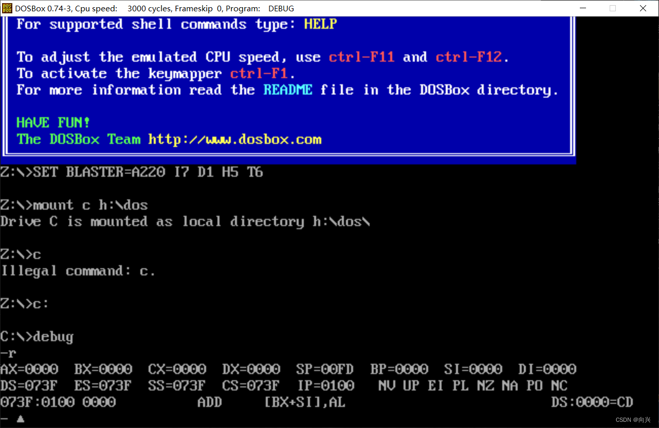 DOSBox设置段并执行代码_dosbox怎么前往特定地址-CSDN博客