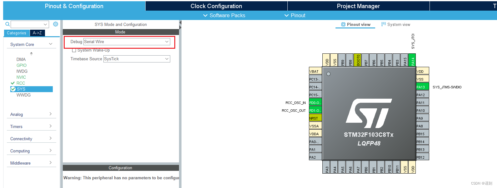 使用cubemx生成工程时debug模式为no Debug与serial Wire的代码差异cubemx的sys的debug设置为什么 Csdn博客