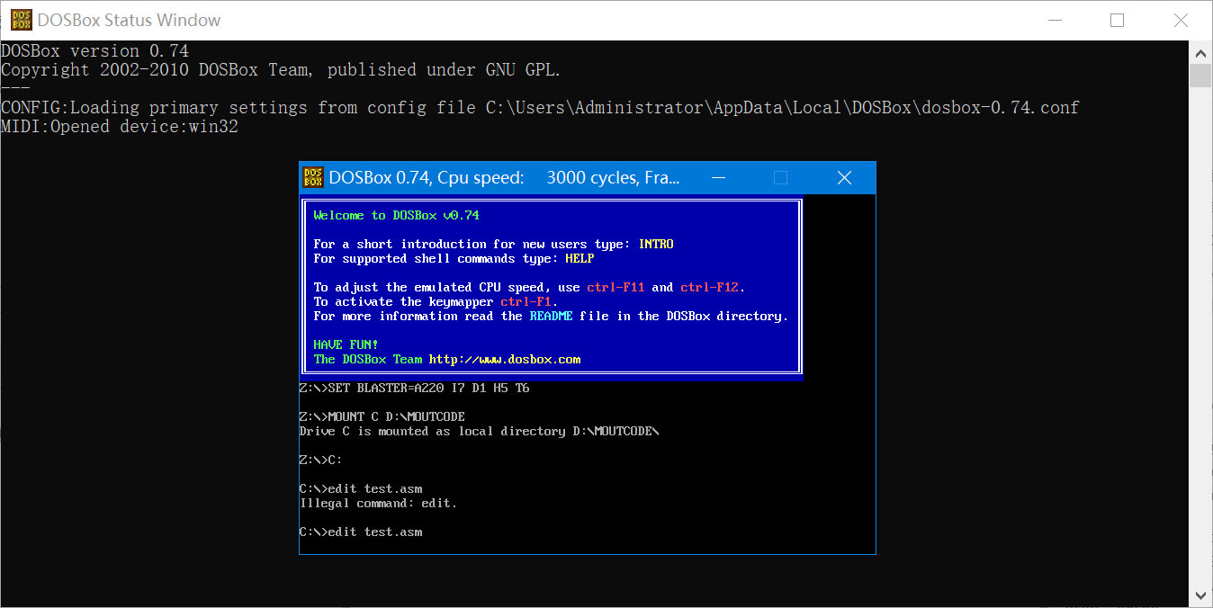汇编语言之DOSBox的安装和使用_dosbox edit命令-CSDN博客