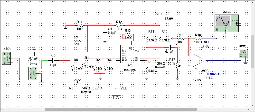 Multisim：振幅调制器的设计（含仿真程序+文档+原理图+PCB）_mc1496在multisim哪里-CSDN博客