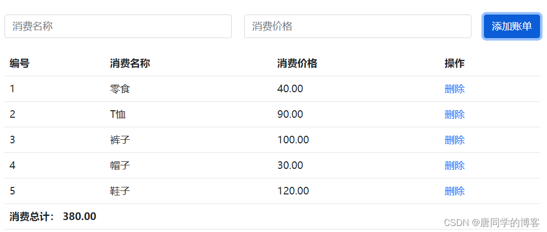 Vue制作记账清单 Csdn博客