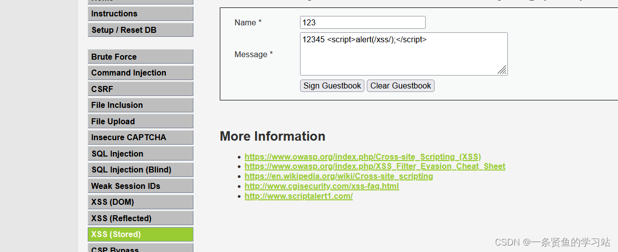 DVWA-XSS_存储型xss防御中级$message = htmlspecialchars( $message )的-CSDN博客