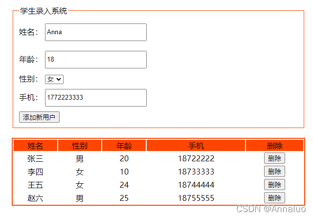 Vue常用指令实现一个学生录入系统学生登入系统vue实例 Csdn博客