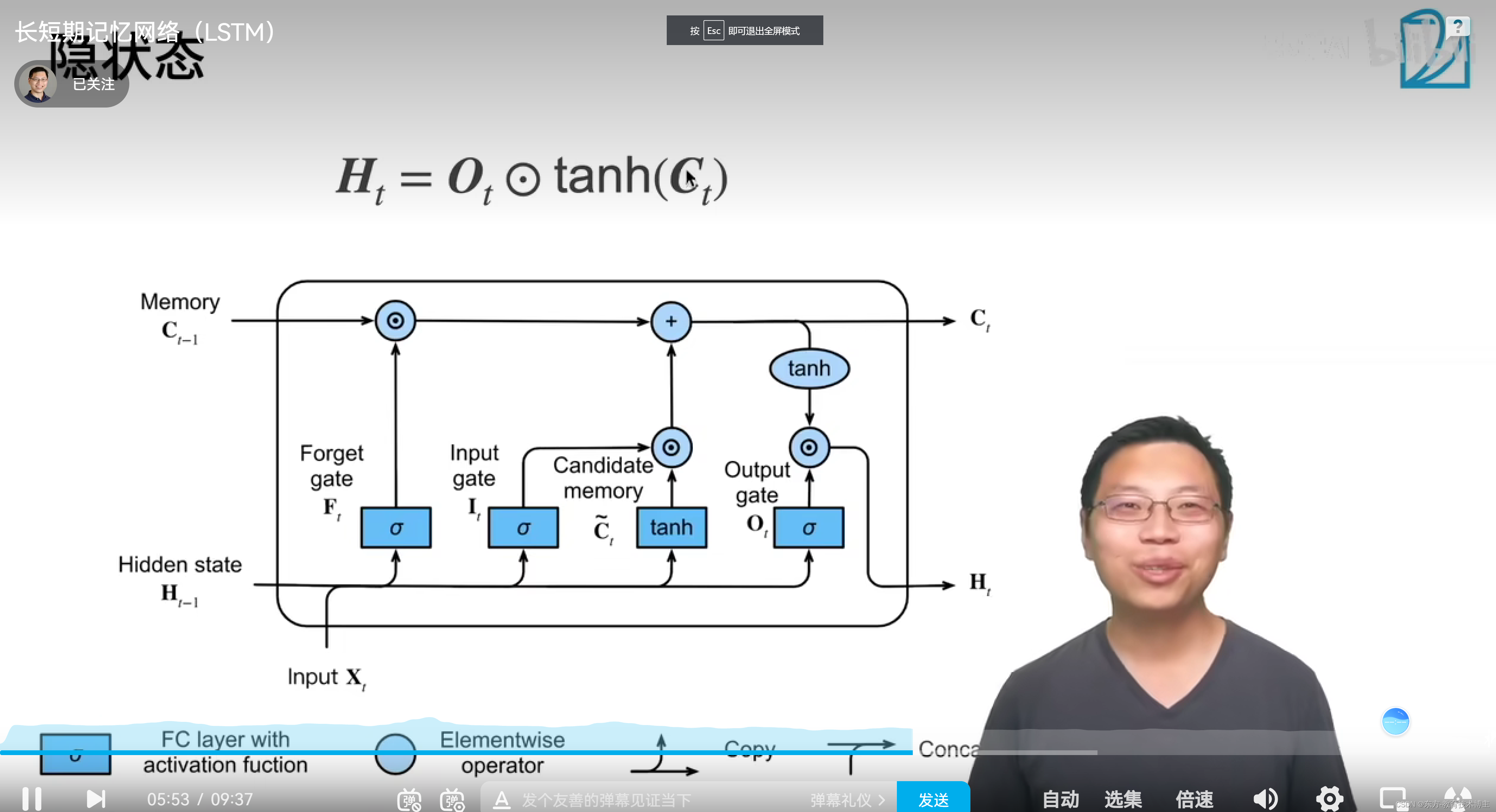 沐神学习笔记——长短期记忆网络（lstm）【动手学深度学习v2】rnn里面c表示 细胞 Csdn博客 