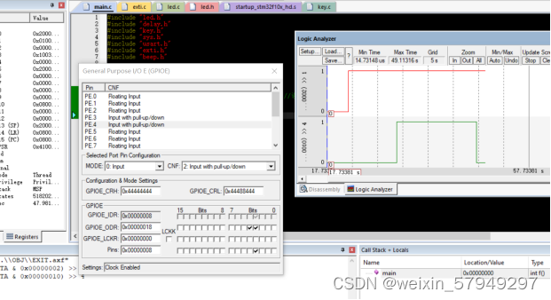 利用 STM32 的 GPIO 和 EXTI 接口，实现按键控制灯的亮灭，当 KEY1 按下， LED1 灯亮，当 KEY2 亮，LED2 亮。_用汇编语言开发一个程序,使得key1按下时 ...