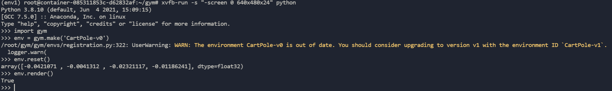 远程连接服务器运行强化学习算法时报错pyglet.canvas.xlib.NoSuchDisplayException: Cannot connect to “None“_raise ...