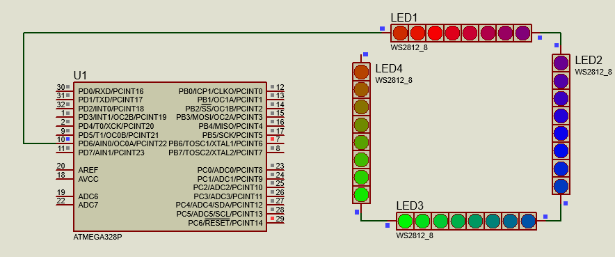 Proteus Arduino Ws2812仿真做彩虹流水灯带环 Arduino动手做 200 幻彩led灯带 Csdn博客