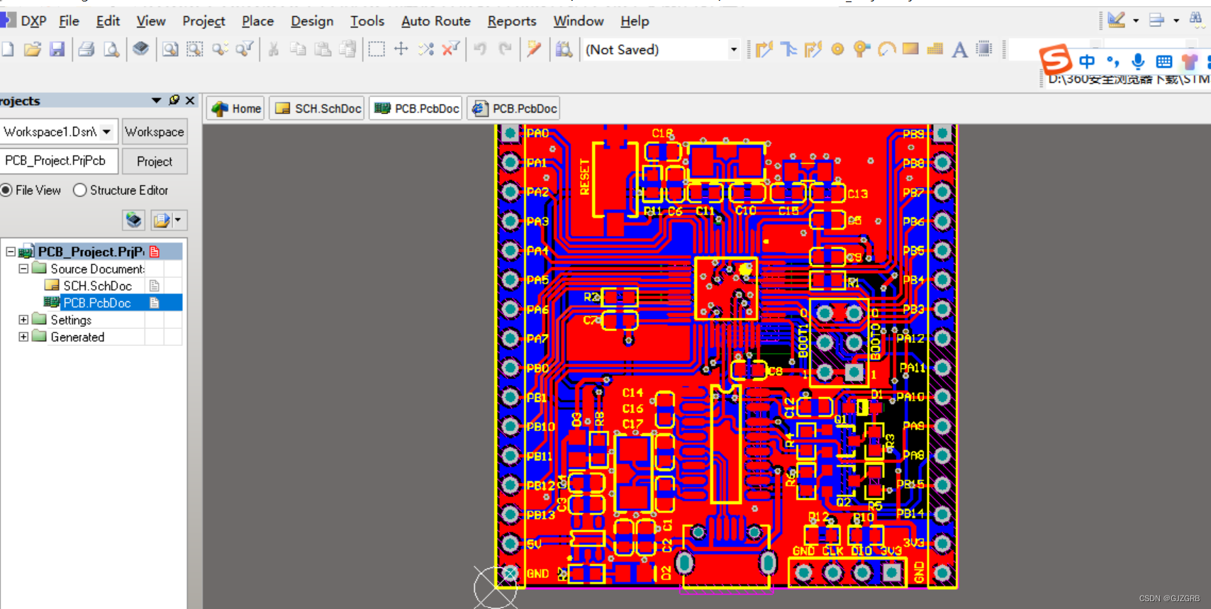 STM32F103C8T6单片机48引脚核心板硬件(原理图+PCB）设计文件_stm32c8t6核心板pcb文件-CSDN博客