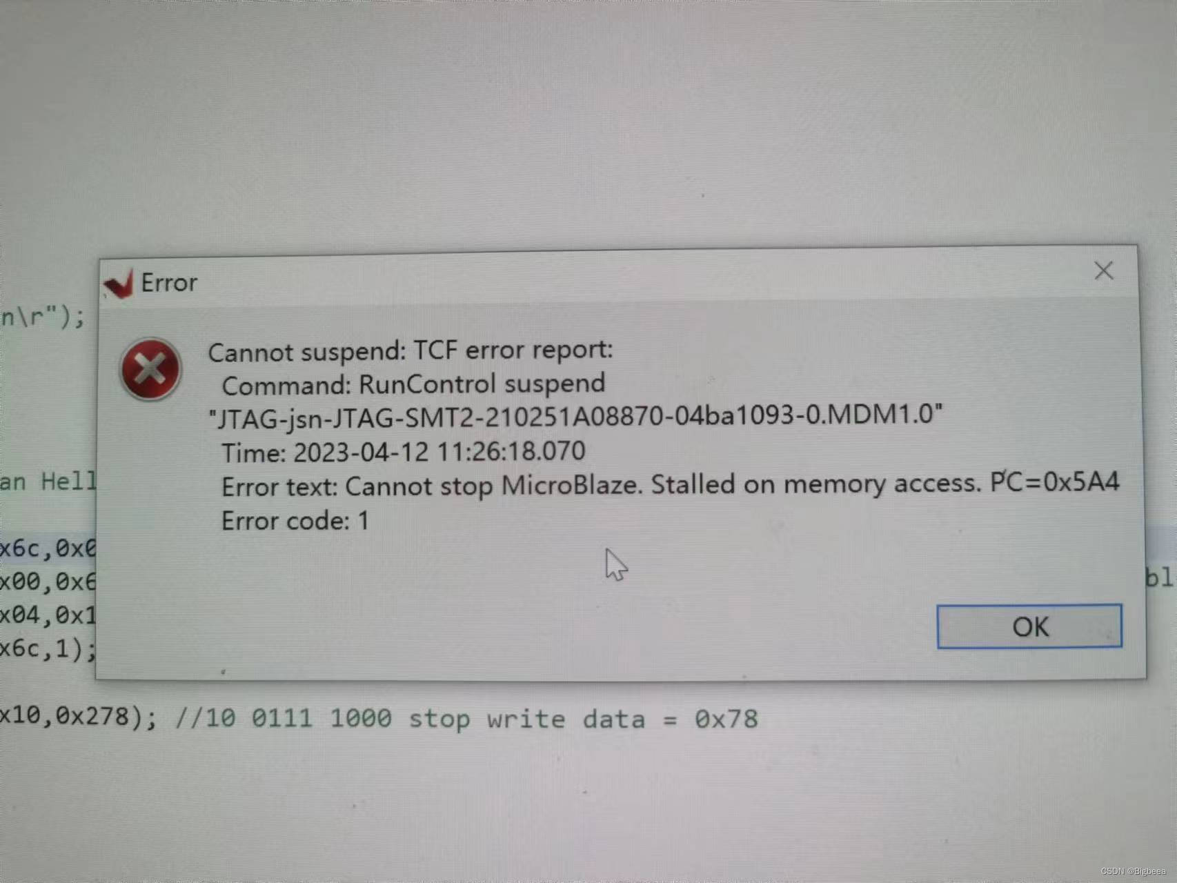 Microbalze Vitis bug：cannot suspend TCF error report Stalled on memory access_cannot suspend:tcf ...