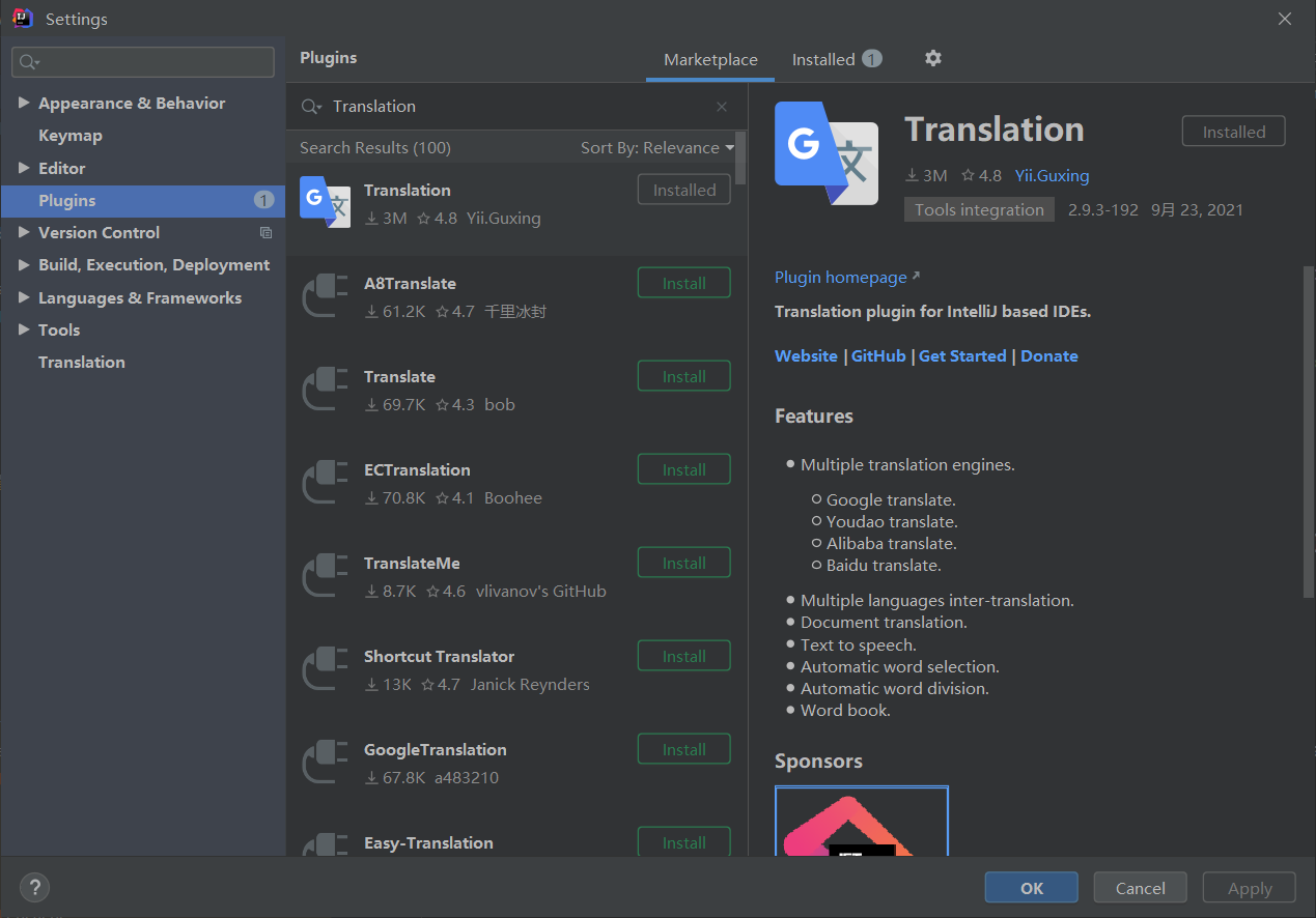 IDEA安装Translation翻译插件_translation插件下载-CSDN博客