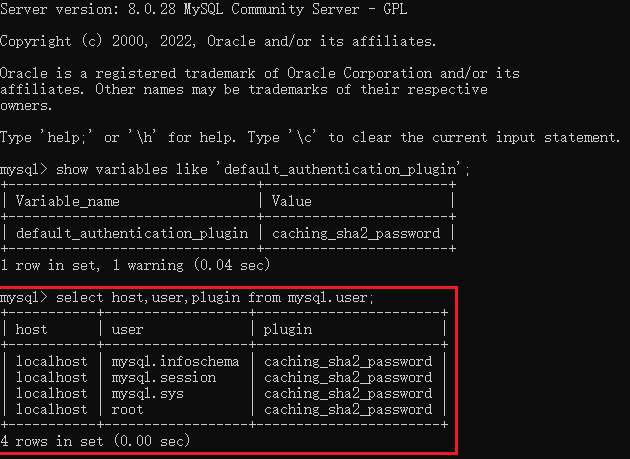 连接MySQL数据库出现错误:2059 - authentication plugin ‘caching_sha2_password‘的解决方法_authentication plugin ...