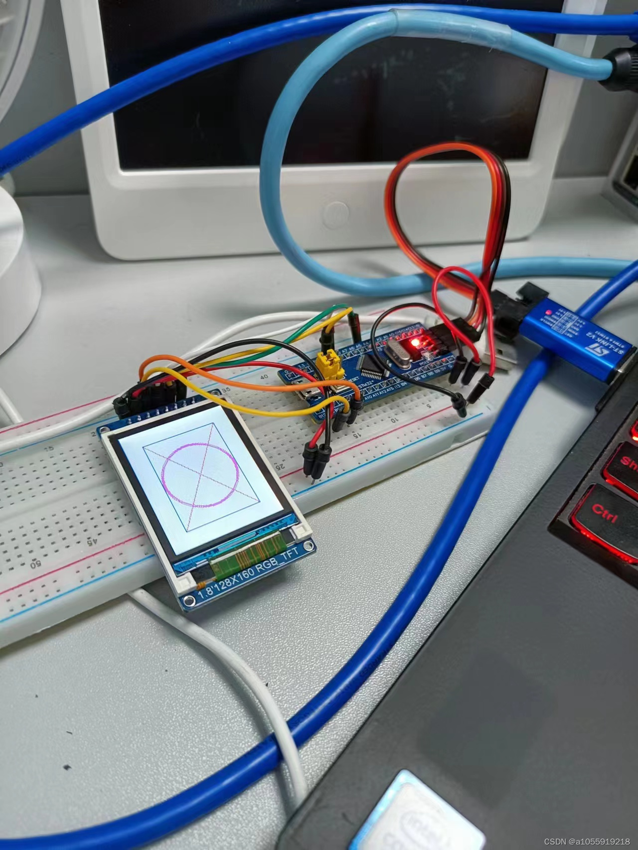 基于st官方编译器stm32cubeide和单片机stm32f103c8t6,驱动st7735s 18寸 128160显示屏