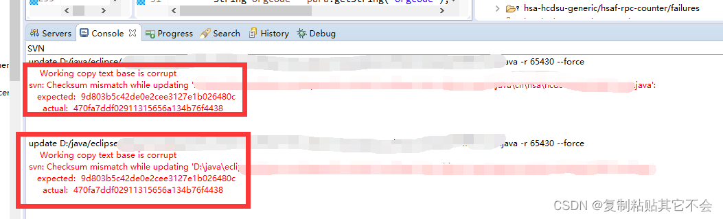 svn: Checksum mismatch while updating报错处理_checksum mismatch while reading representation:-CSDN博客