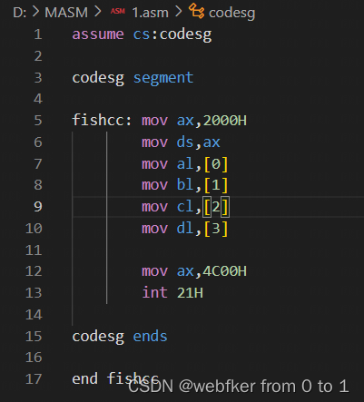 【汇编】BX和loop指令——[BX]内存单元的赋值、loop循环指令、debug d,p命令详解_汇编赋值-CSDN博客