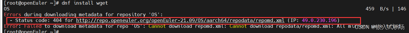 【openEuler】解决 Error: Failed to download metadata for repo ‘OS‘: Cannot download repomd.xml_error ...