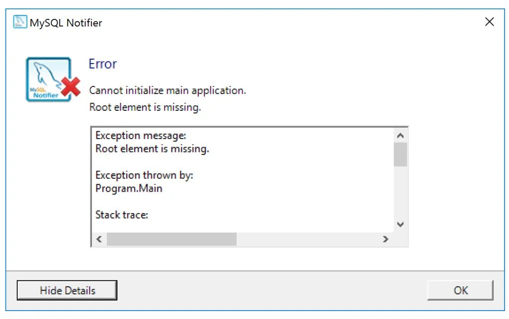 MySQL Notifier Error Cannot Initialize Main Application_mysql notifier报错cannot initialize main ...