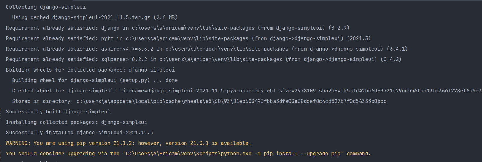 ModuleNotFoundError: No module named ‘simpleui‘详解_modulenotfounderror: no module named 'simpleui ...