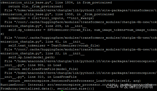 RuntimeError:Internal: src/sentencepiece_processor.cc(1101)model_proto-＞ParseFromArray(serialize ...
