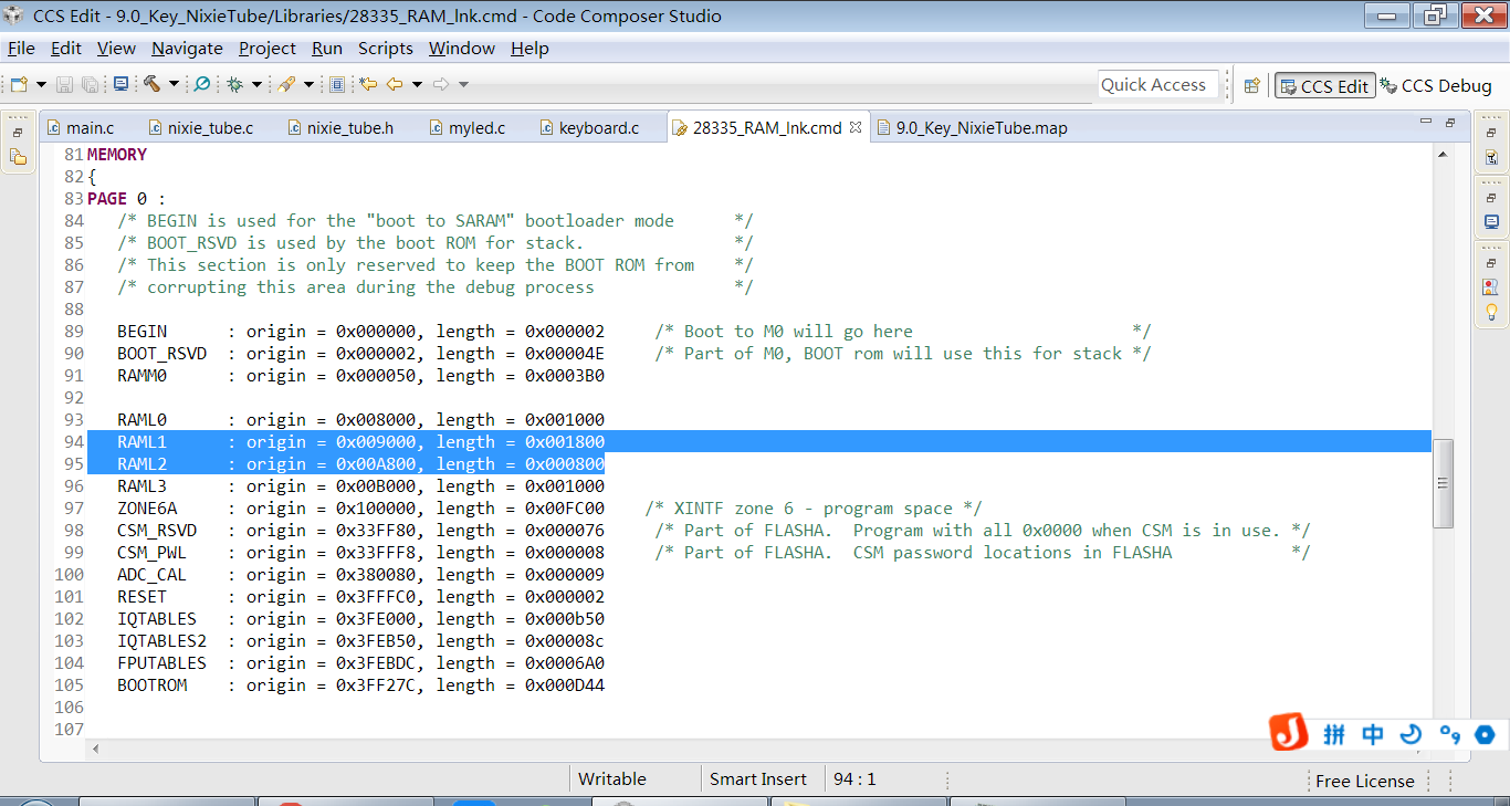 CCS软件报错：“第0页“.text”大小为0x1041的节的对齐/分块放置失败。”_ccs .text.1-CSDN博客