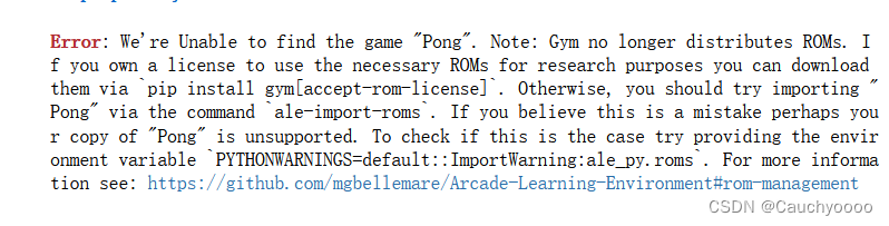 Win10搭建gym运行atari游戏pong_atarienv.render() missing 1 required positional ar-CSDN博客