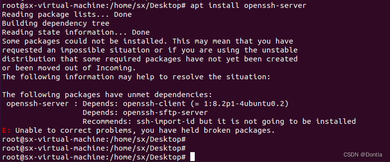 ubuntu20.04 apt安装软件报错：E: Unable to correct problems, you have held broken packages.（已解决）（需要换源 ...