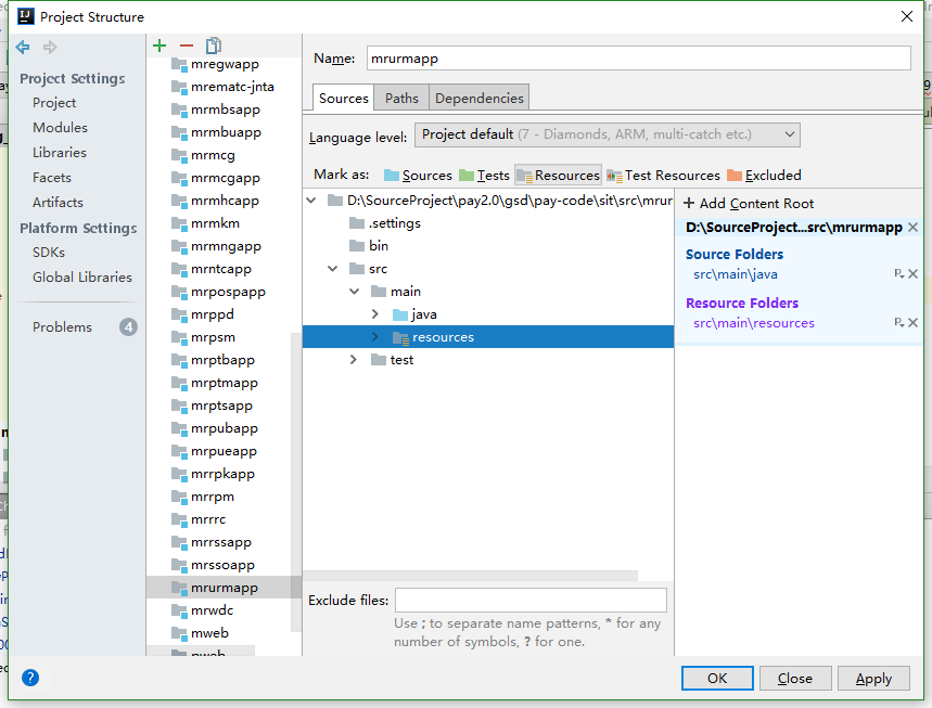 多模块项目提示“module Must Not Contain Source Root The Root Already 