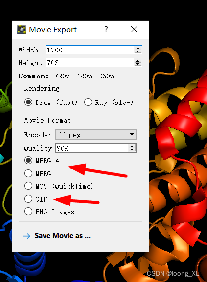 pymol 动画简单制作，gif、mp4导出_pymol怎么导出高分辨率图片_loong_XL的博客-CSDN博客